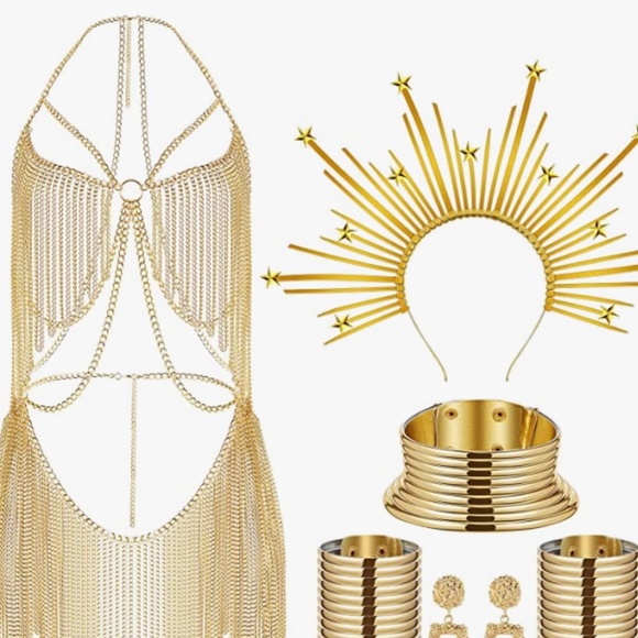 Boutique | Other | Women Jewelry Set And Gold Full Body Chains Stylish ...